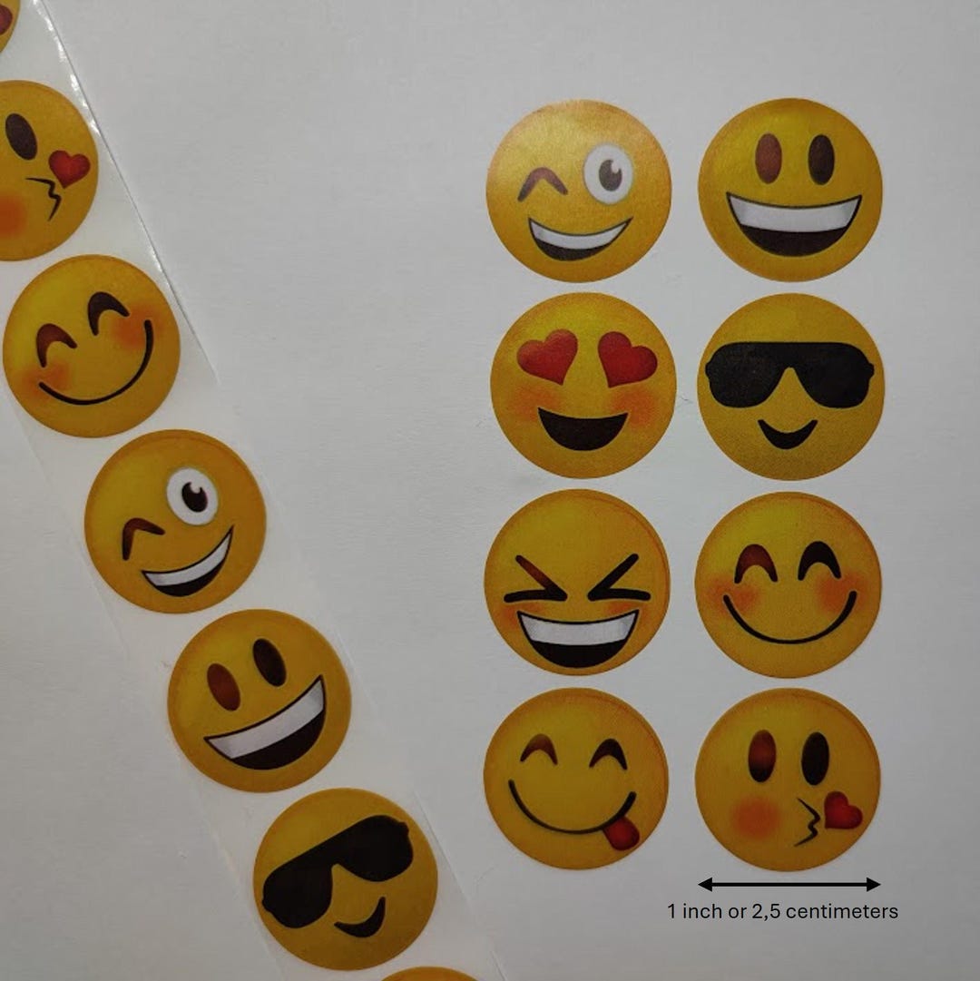 Smiley Emoji Stickers – Set of 8 Designs – 1 Inch Seal Stickers – for ...