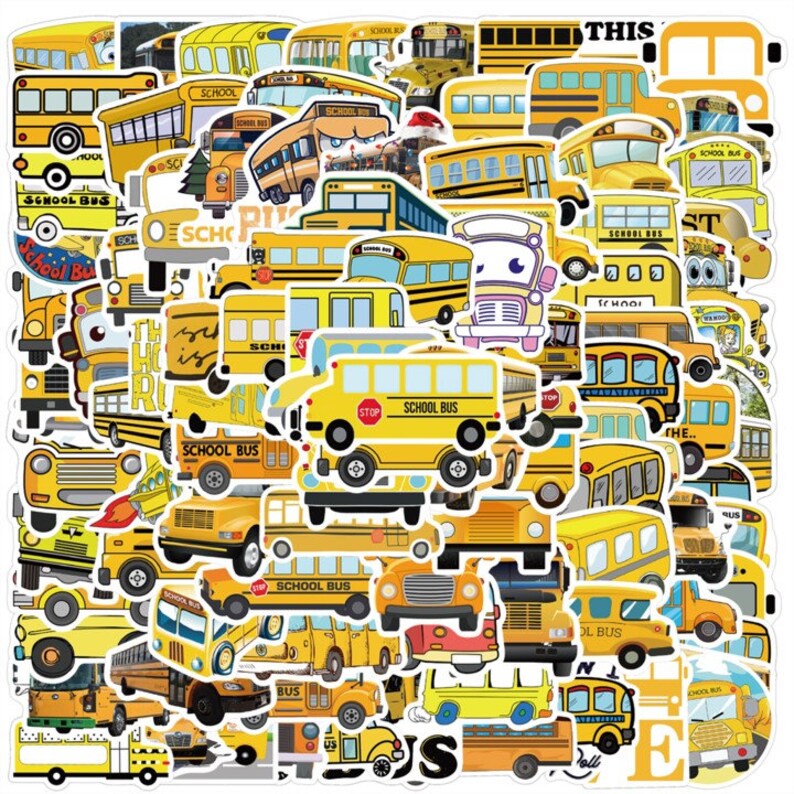 Schoolbus Cartoon Stickers | Citytrip, Travelstickers - Etsy