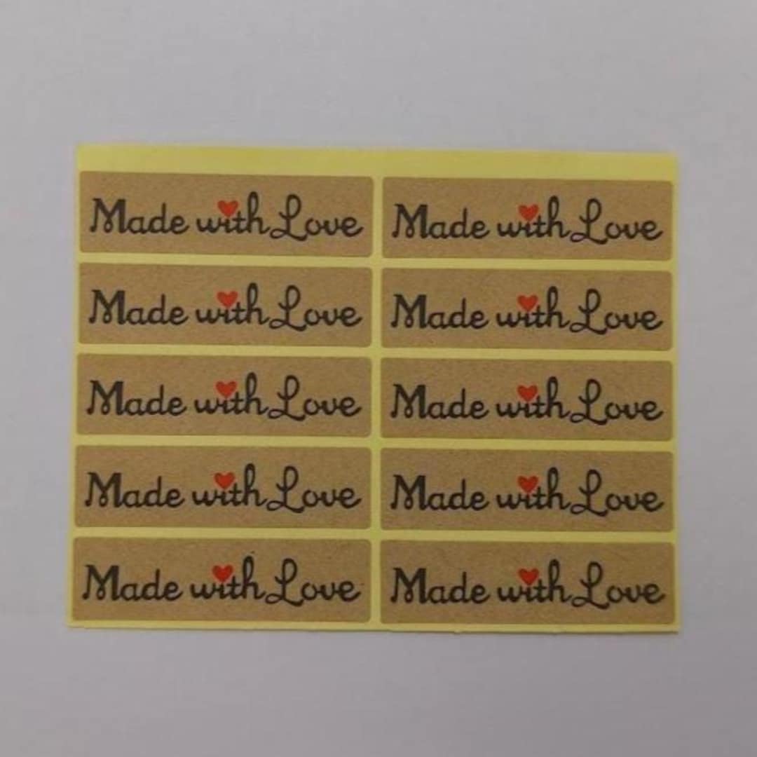 Made With Love Stickers – Kraft Paper – 20 Pieces – 5.5 X 1.5 Cm ...