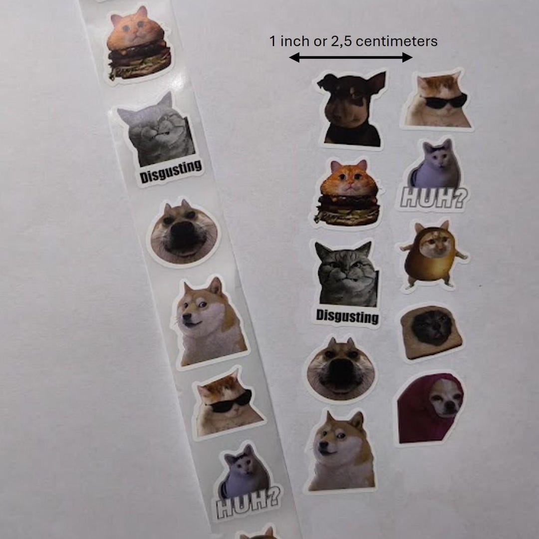 Funny Cat Meme Stickers – 10 Designs – 1 Inch Stickers for Gifts, Mail ...