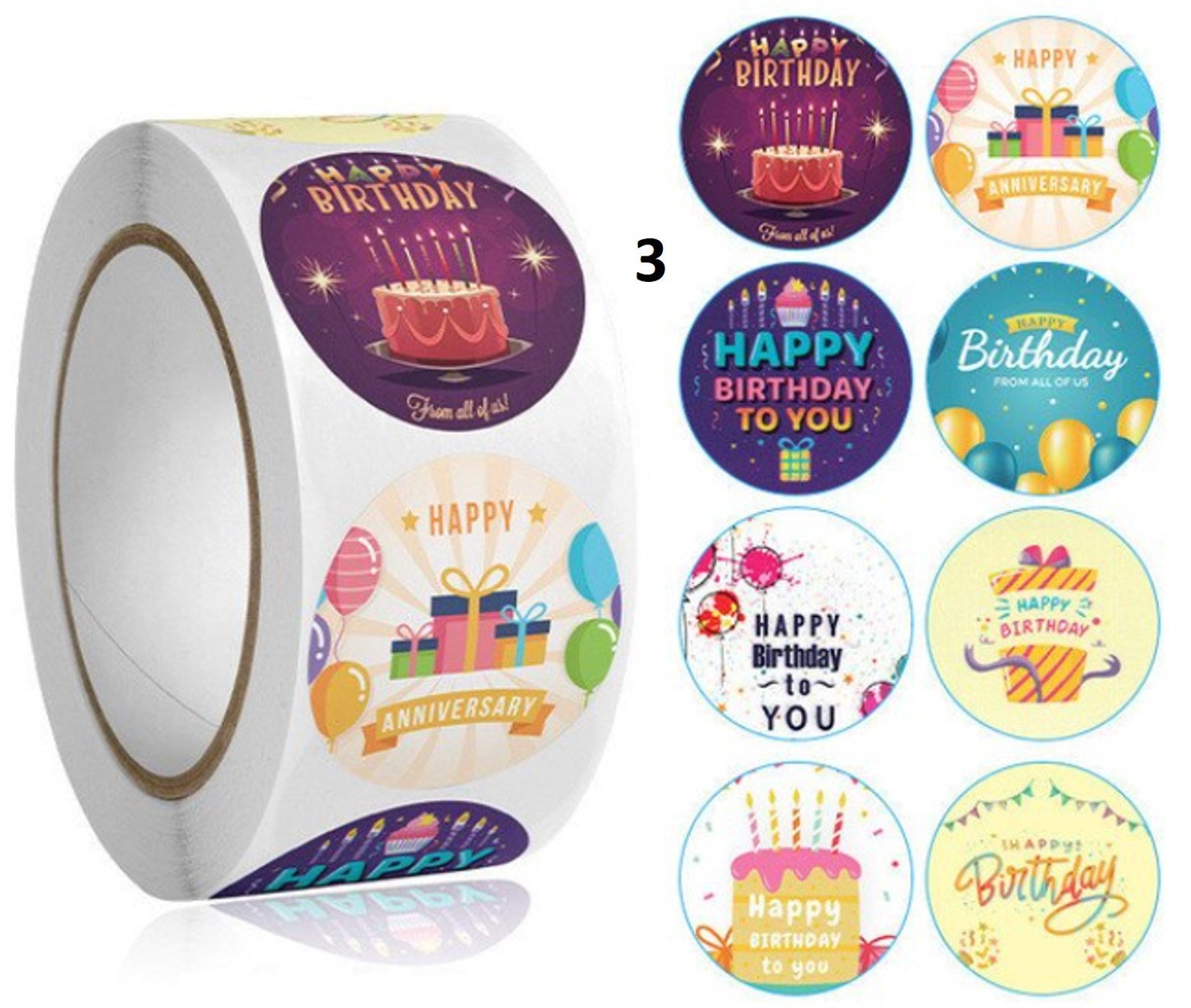 Happy Birthday Stickers Sealstickers 1 Inch Different - Etsy