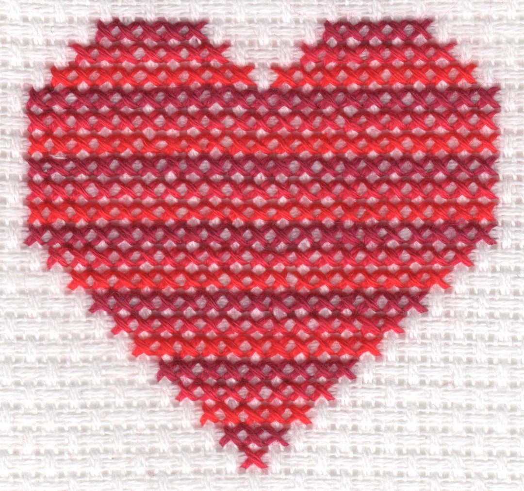 Striped Red Heart Beginner's Cross Stitch Card Kit - Etsy