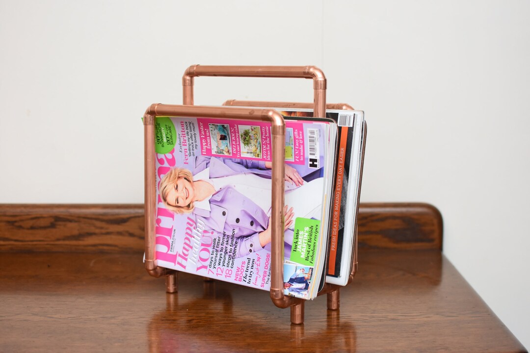 Copper Pipe Magazine Rack, Copper Magazine Holder - Etsy