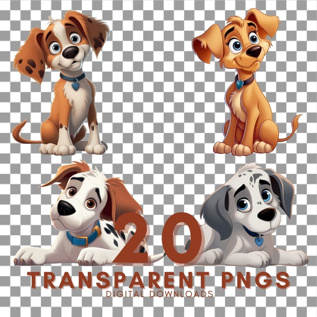 20 Cute Cartoon Dogs Clipart Digital Download Dog Lover - Etsy