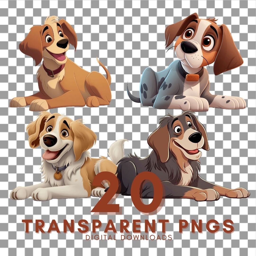 20 Cute Cartoon Dogs Clipart Digital Download Dog Lover - Etsy