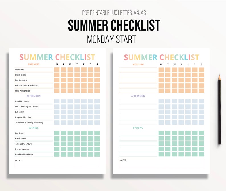 Summer Checklist Planner Printable - Etsy