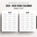Printable 2025 2026 Yearly Calendar Monday & Sunday Start - Etsy