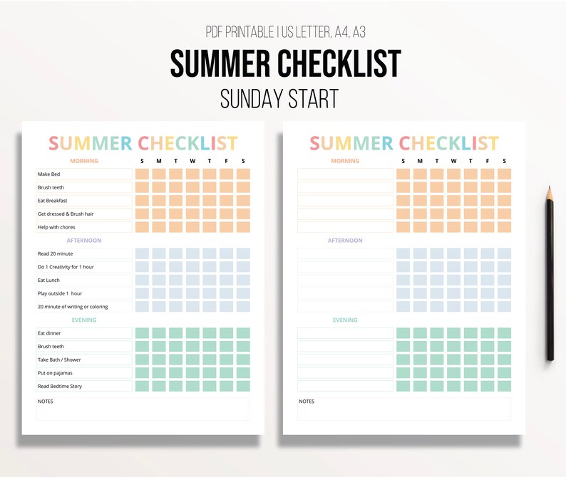 Summer Checklist Planner Printable - Etsy