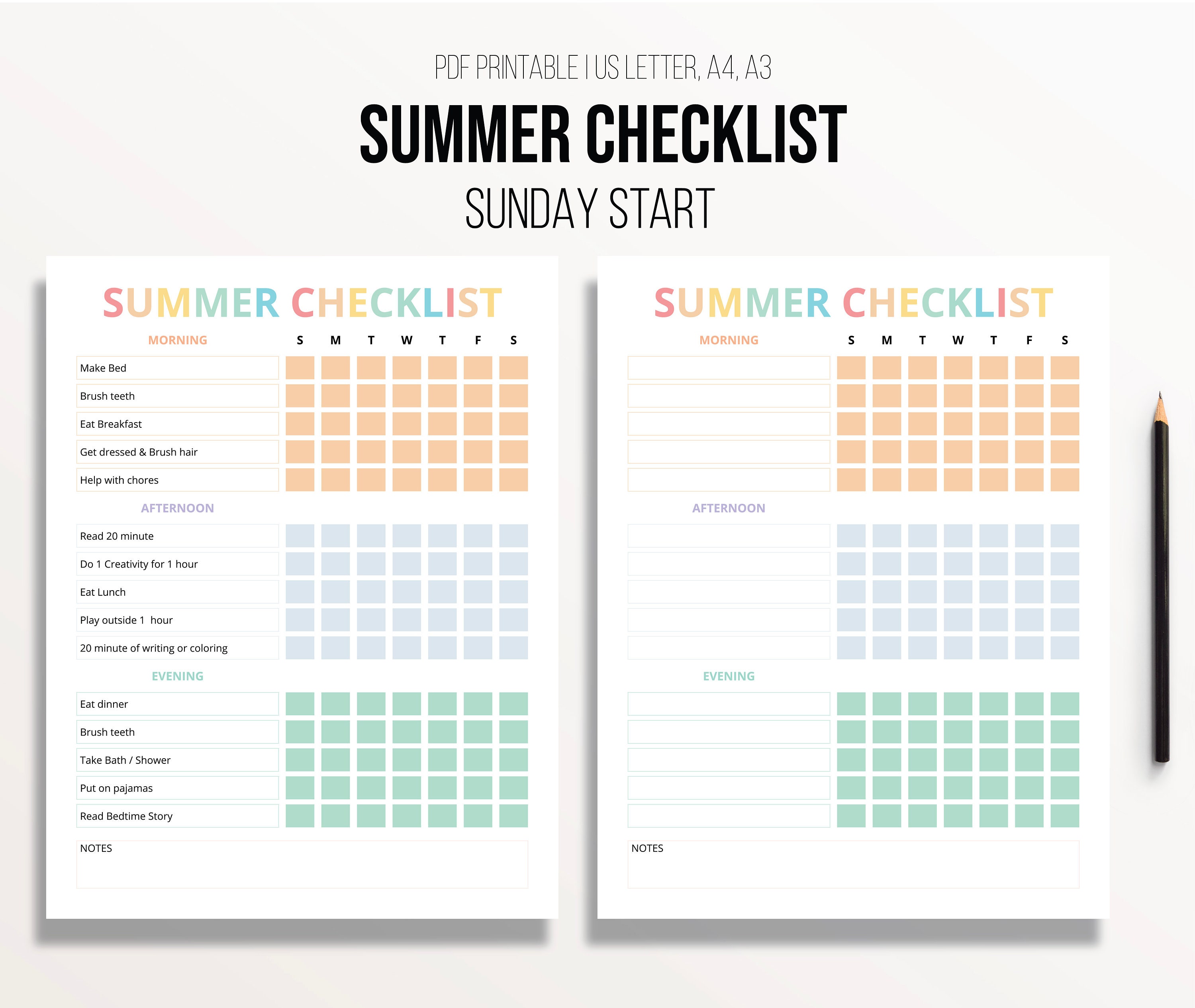 Summer Checklist Planner Printable - Etsy