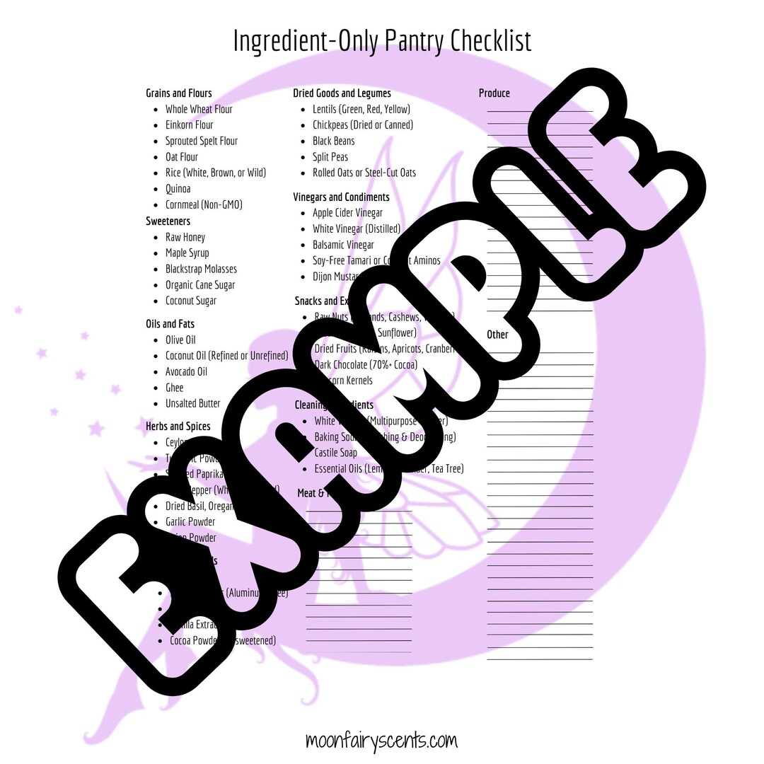 Ingredient-only Pantry Checklist | Printable PDF for Wholesome Living ...