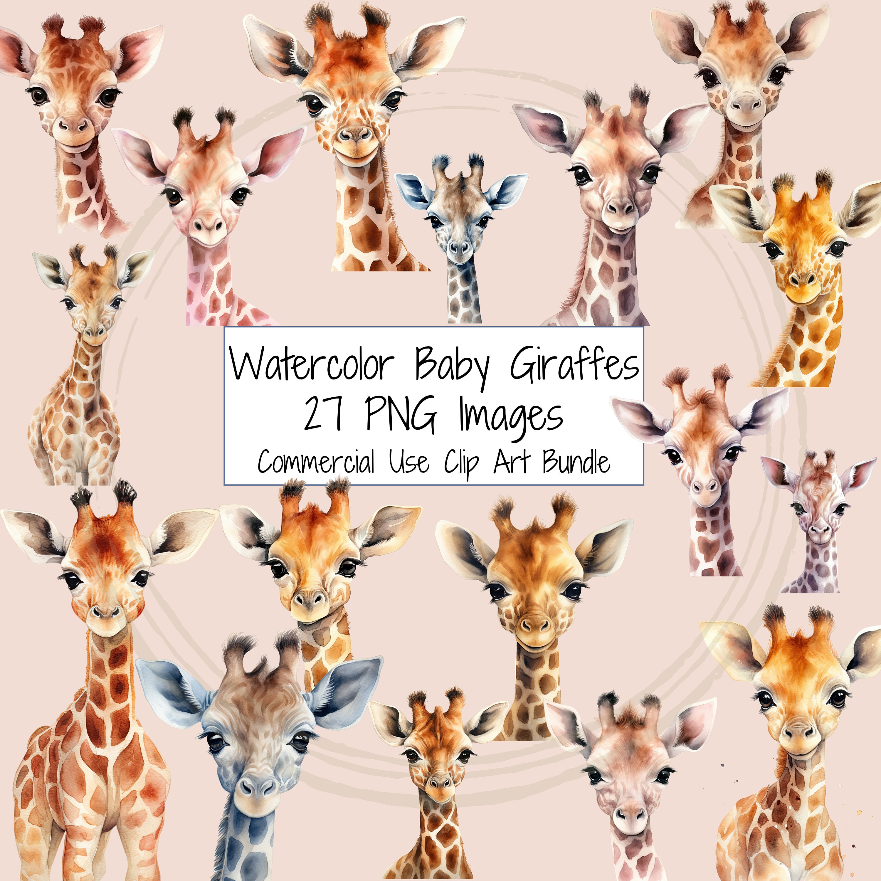 Watercolor Baby Giraffe Clipart Pack | 27 High Quality PNG Clip Art ...
