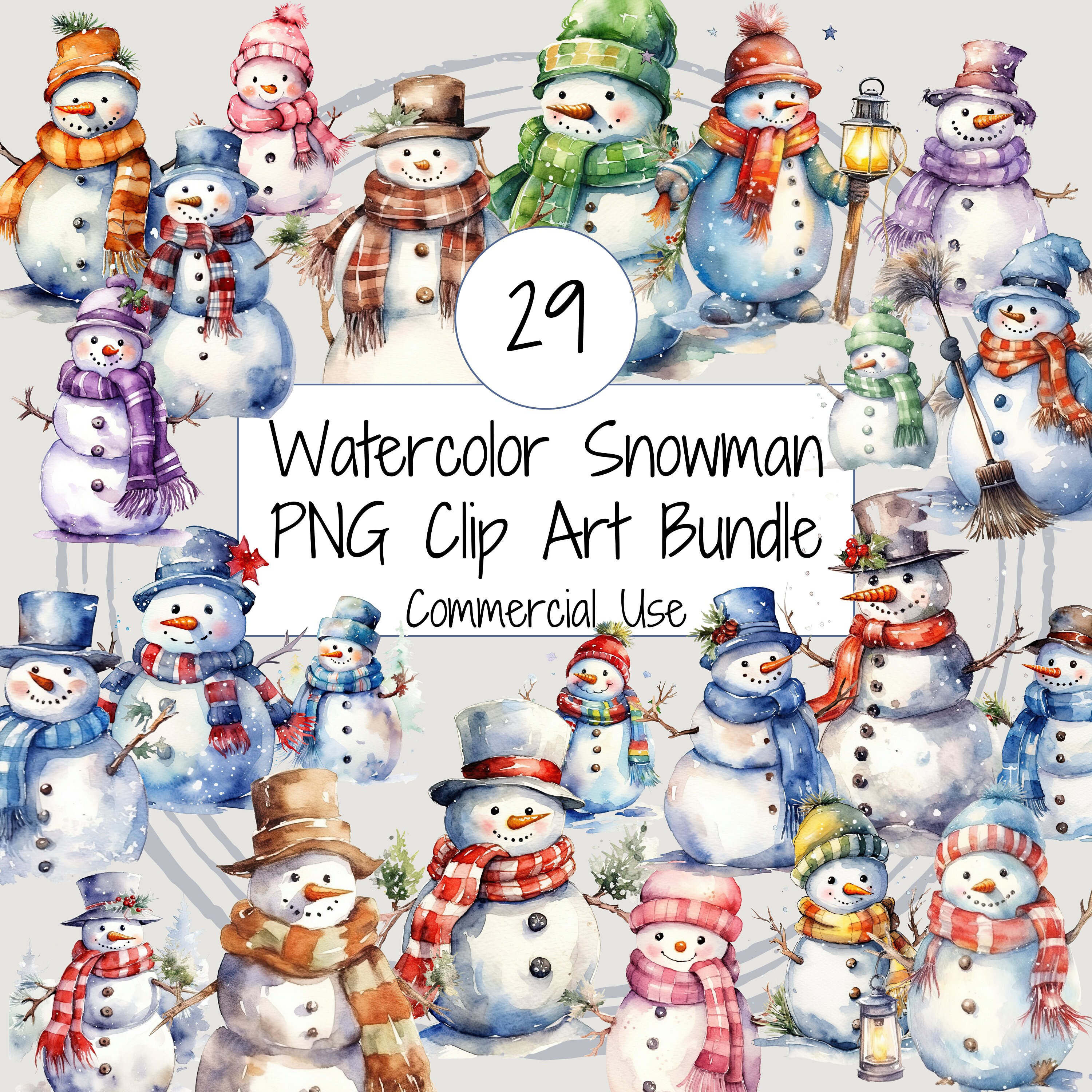 Snowman Clipart Pack 29 High Quality PNG Clip Art File Bundle - Etsy
