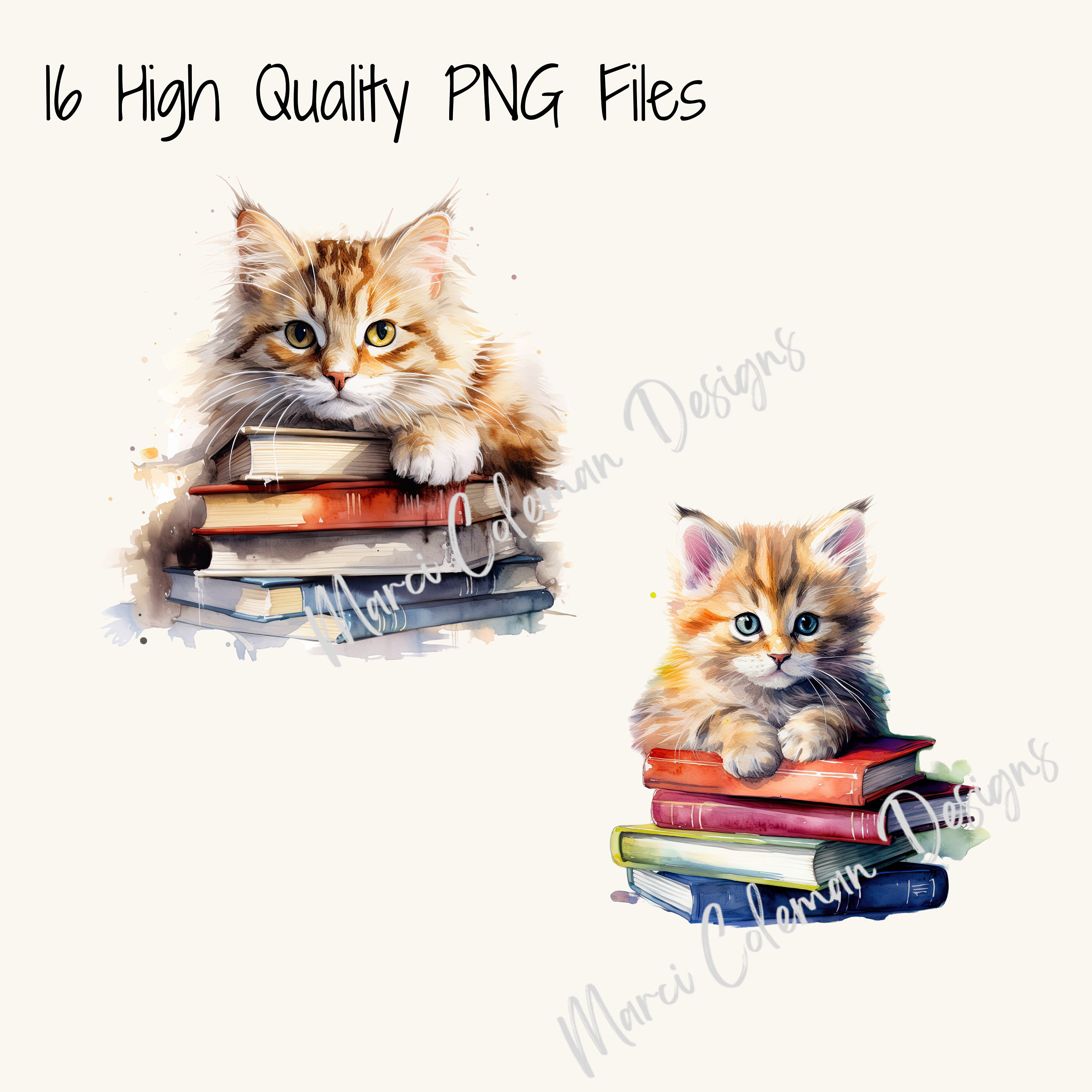 Cat and Books Clipart Pack 16 High Quality PNG Clip Art File Bundle ...