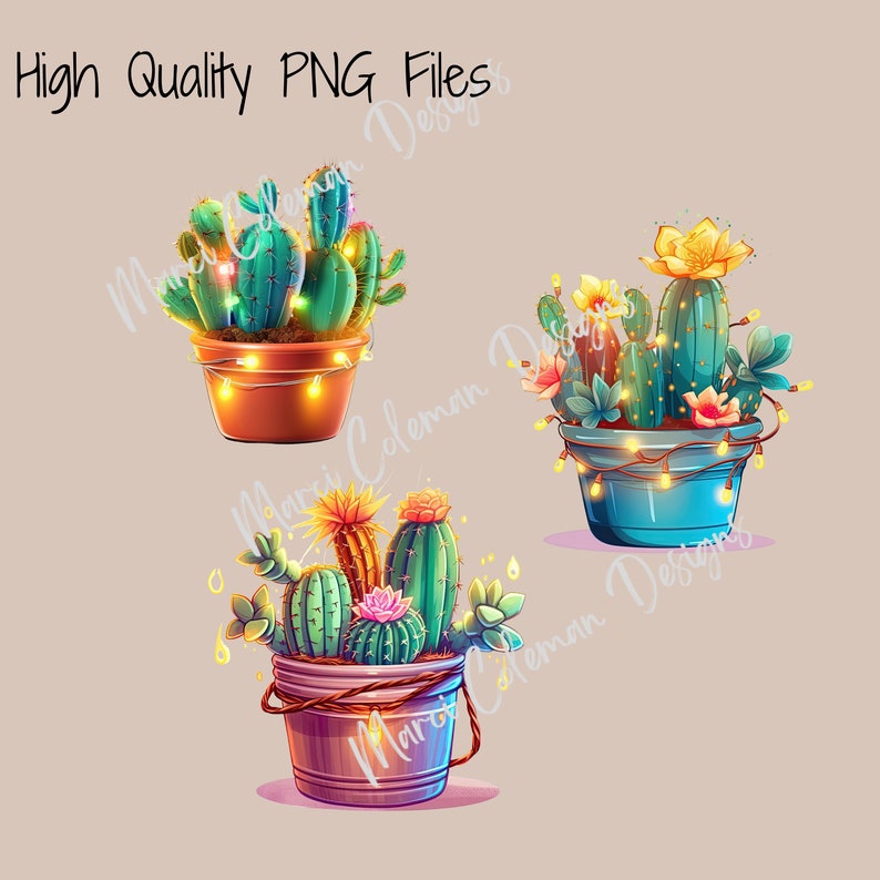 Cactus Clipart Pack 12 High Quality PNG Clip Art File Bundle - Etsy