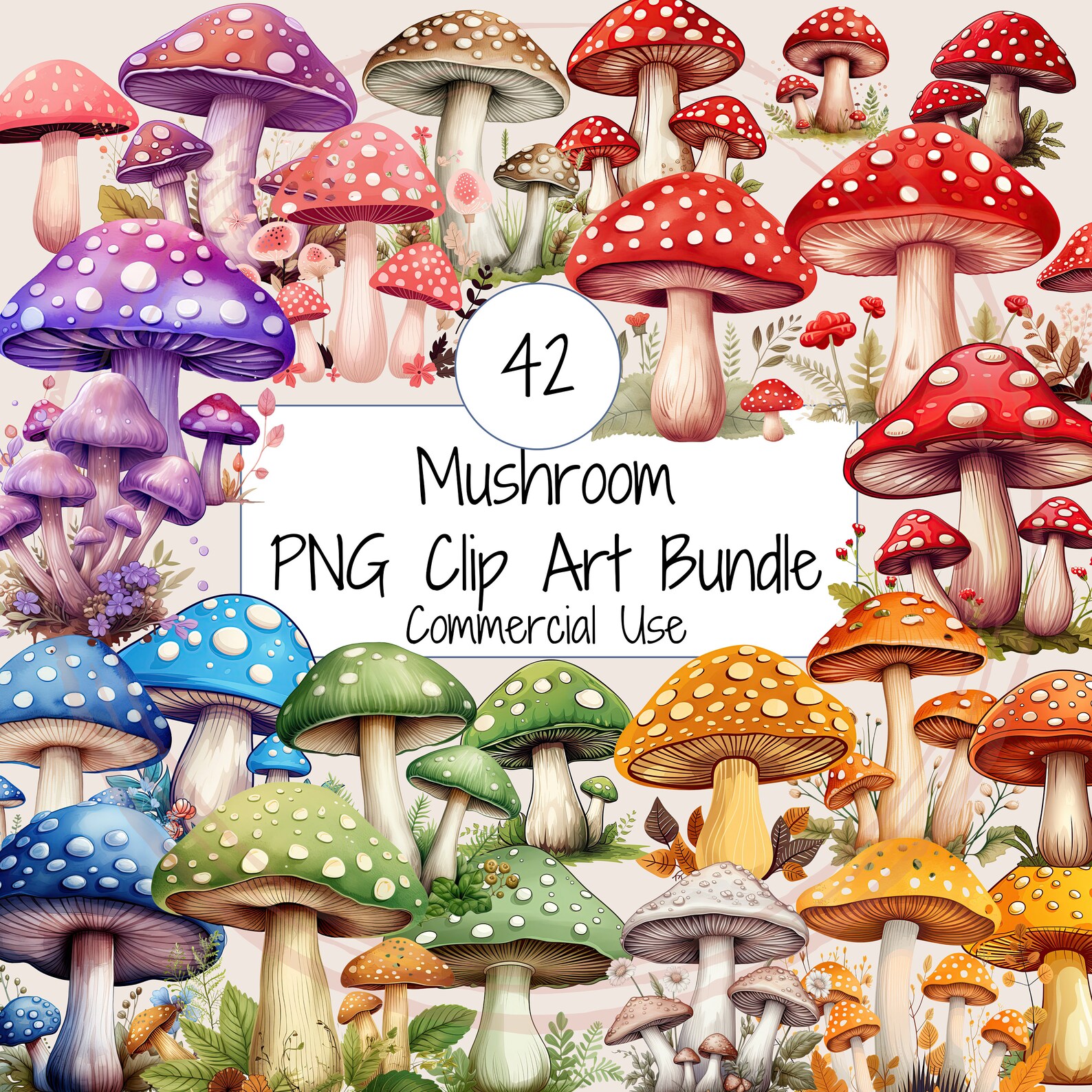 Mushroom Clipart Pack | 45 High Quality PNG Clip Art File Bundle ...