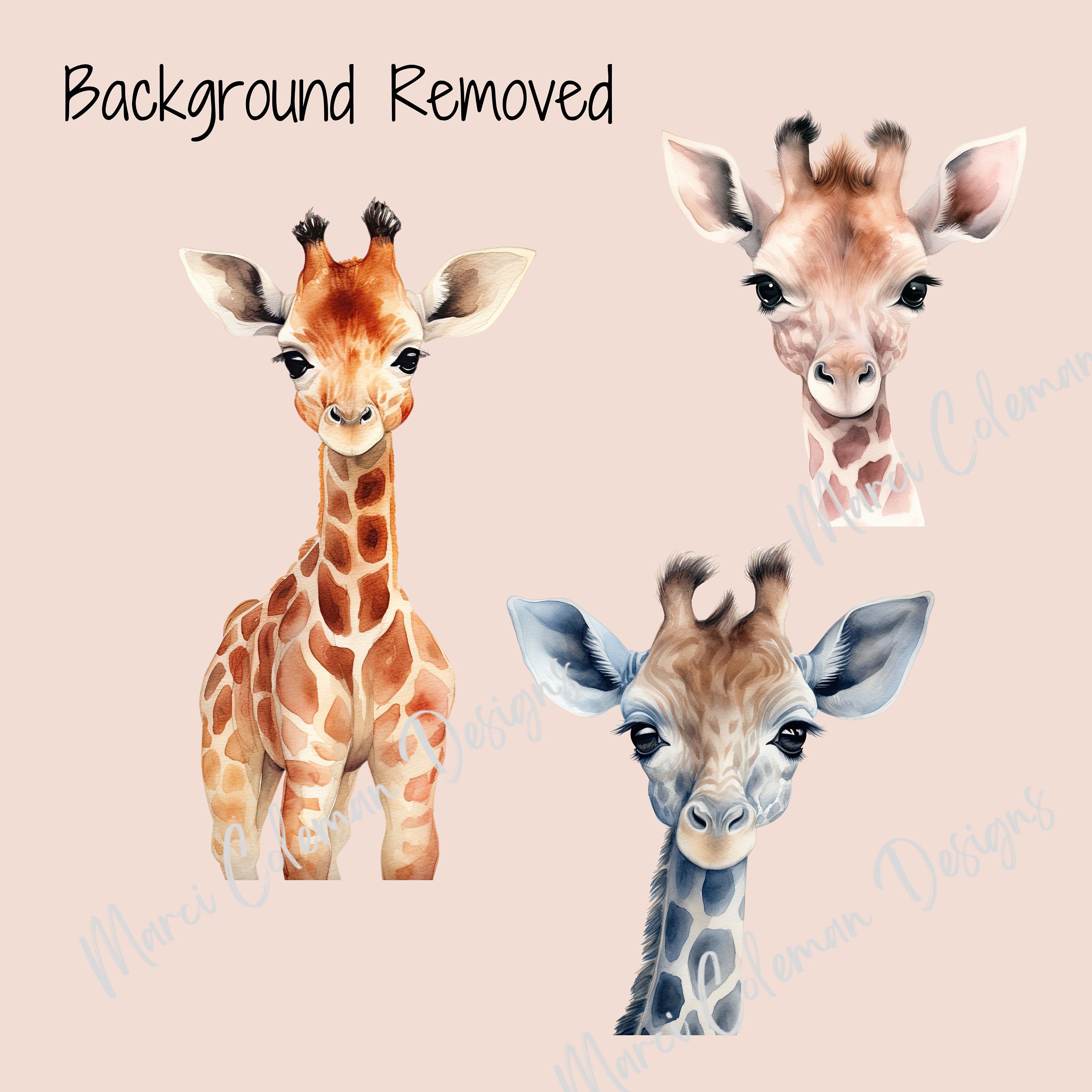 Watercolor Baby Giraffe Clipart Pack | 27 High Quality PNG Clip Art ...