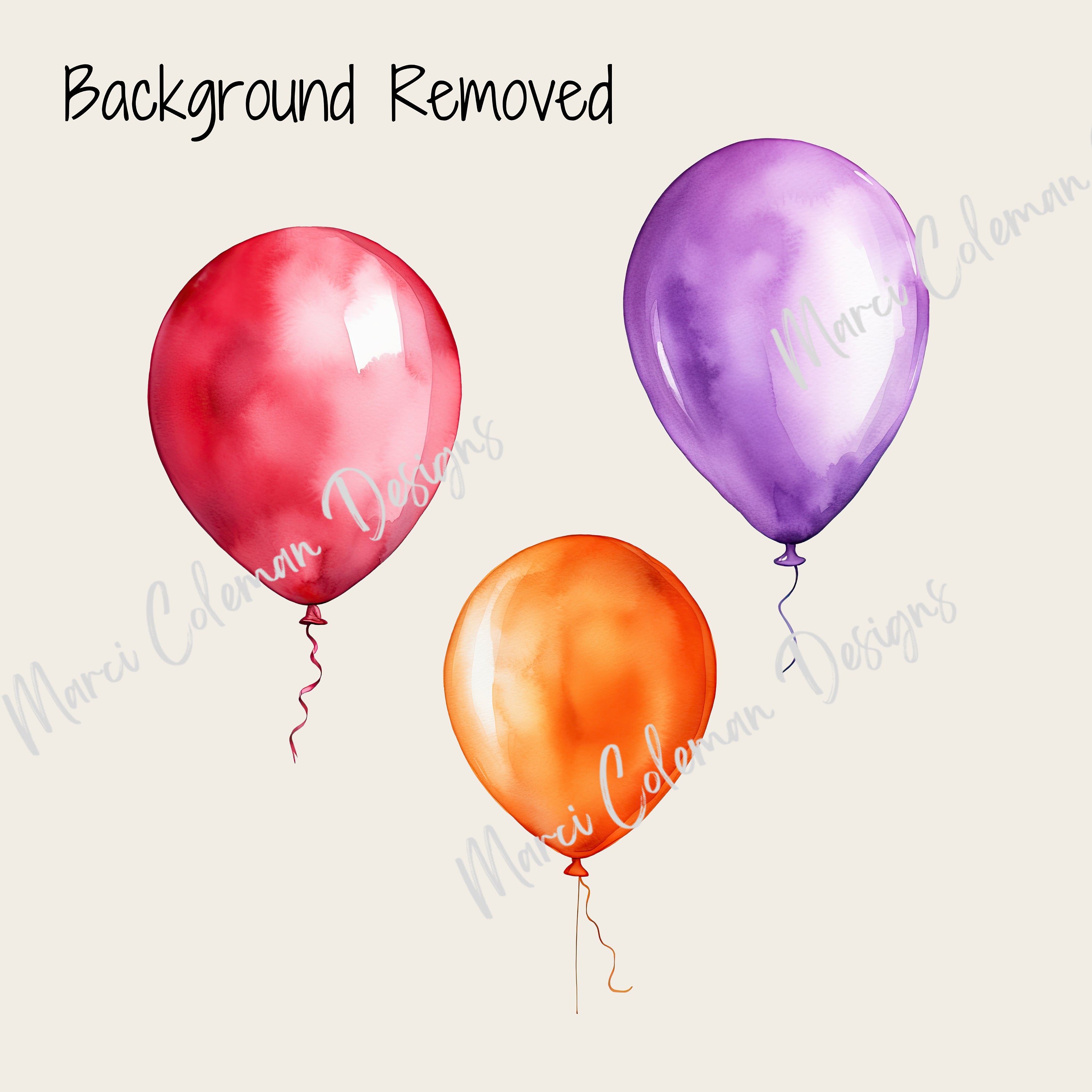 Watercolor Balloon Clipart Pack | 23 High Quality PNG Clip Art File ...