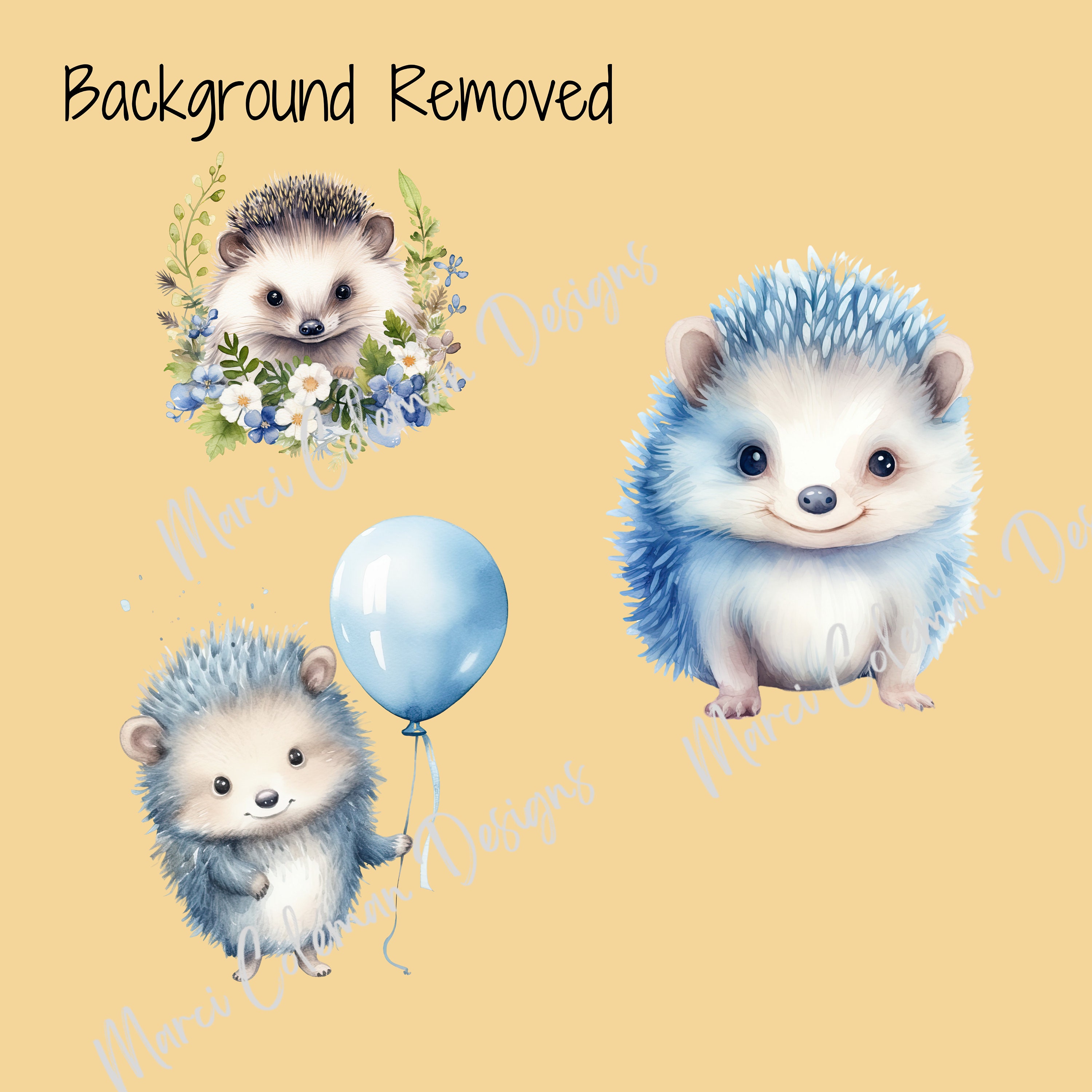 Watercolor Hedgehog Clipart Pack | 33 High Quality PNG Clip Art File ...