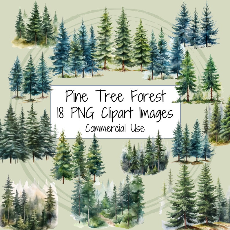 Pine Tree Forest Clipart Pack | 18 High Quality PNG Clip Art File ...