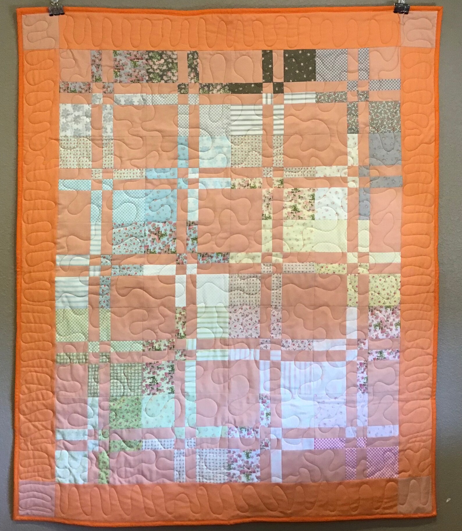 Baby Quilt Soft Peach and Pastel Colors Homemade Quilt Free - Etsy