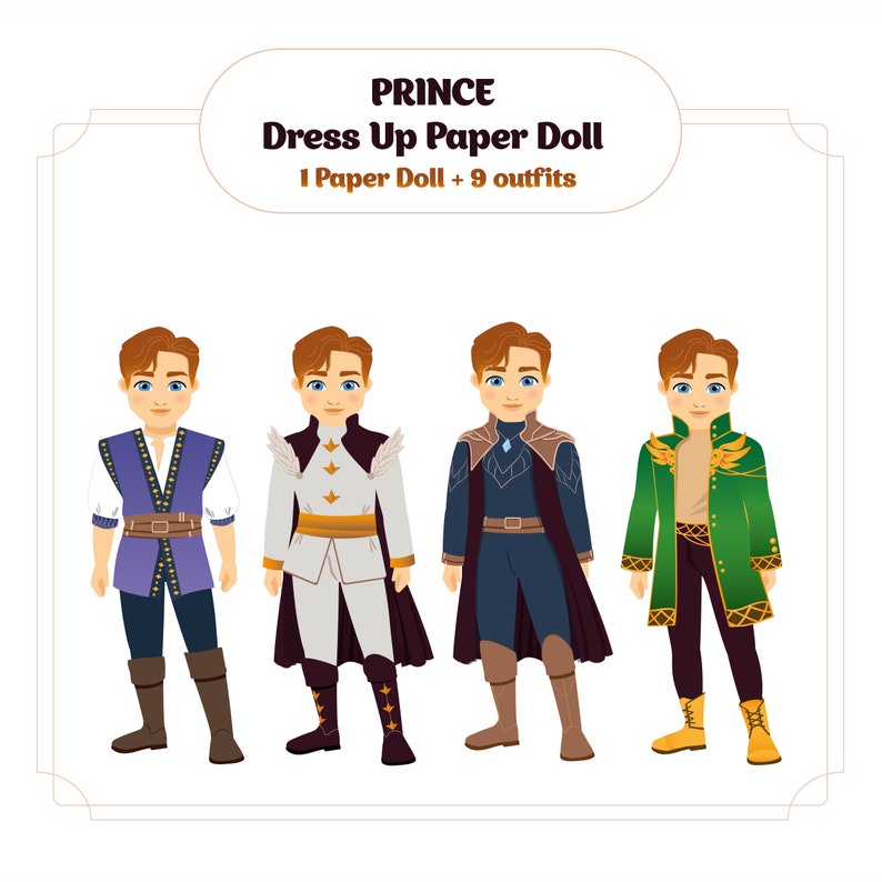 PRINCE Printable Male Paper Doll Dress up Kit - Etsy
