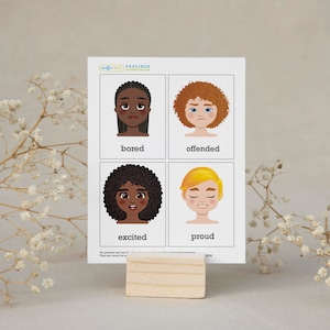 FEELINGS Flashcards Printable, Instant Download, Cute Emotions, Kids ...