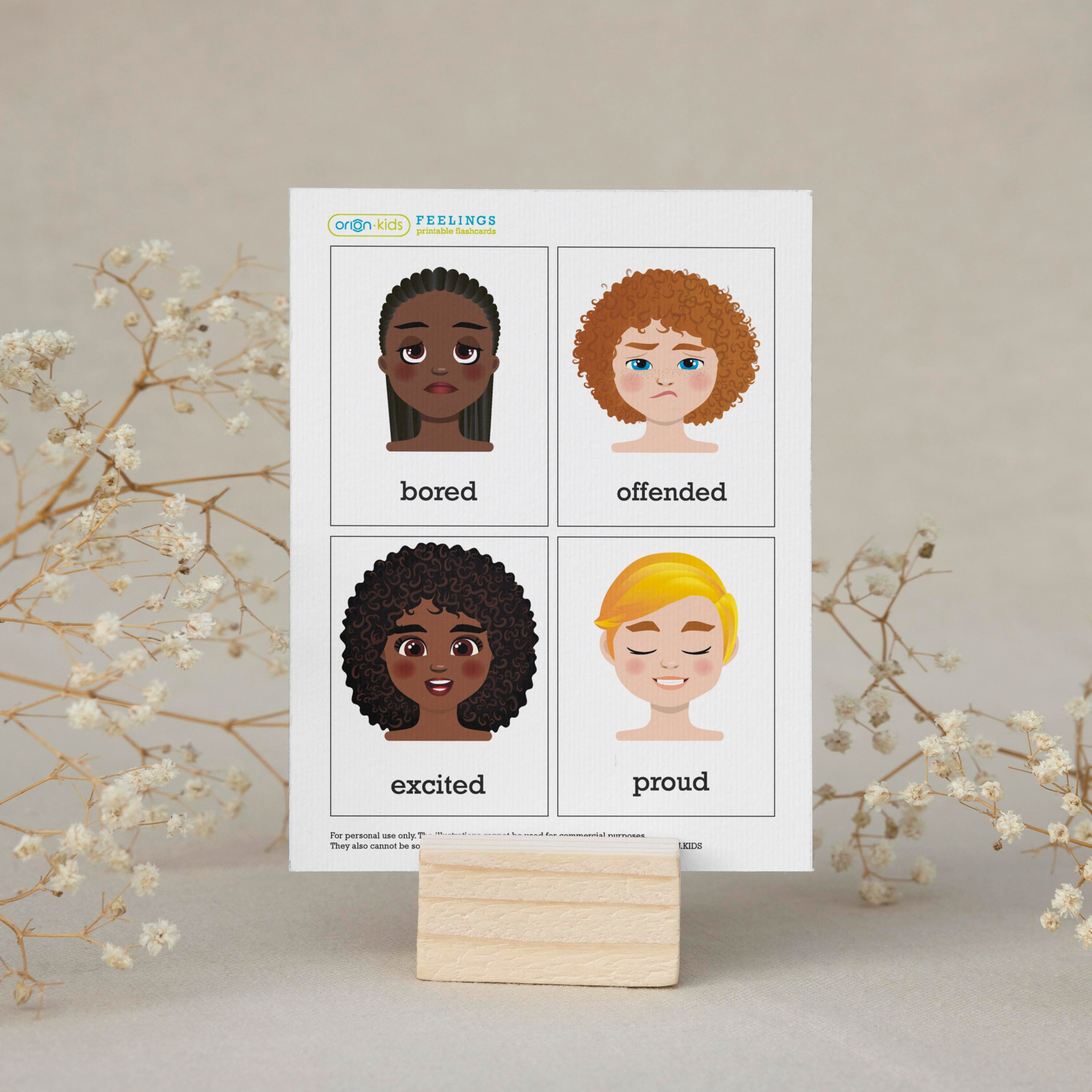 FEELINGS Flashcards Printable, Instant Download, Cute Emotions, Kids ...