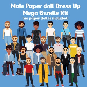 29 Printable Male Paper Dolls Dress up Kit, Instant Digital Download ...