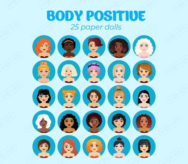 Big BODY POSITIVE Printable Paper Dolls Kit, Activity for Girls, Cut ...