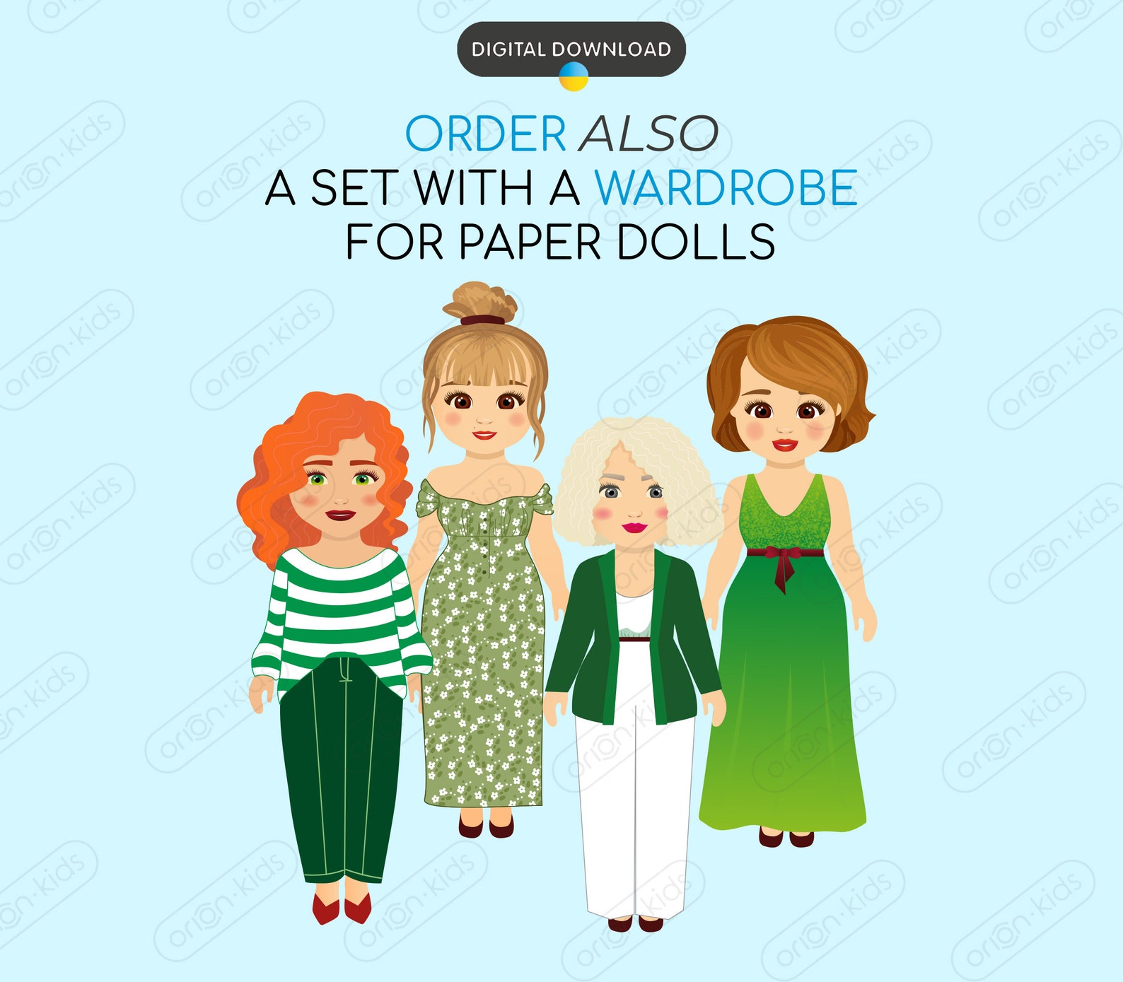 HALLOWEEN Style Printable Dress up Kit, Paper Doll, Body Positive Doll ...