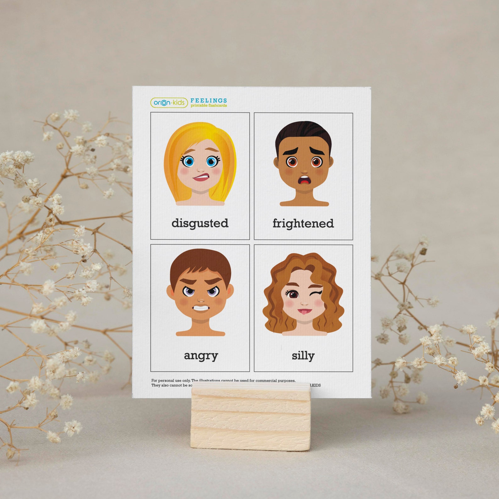 FEELINGS Flashcards Printable, Instant Download, Cute Emotions, Kids ...