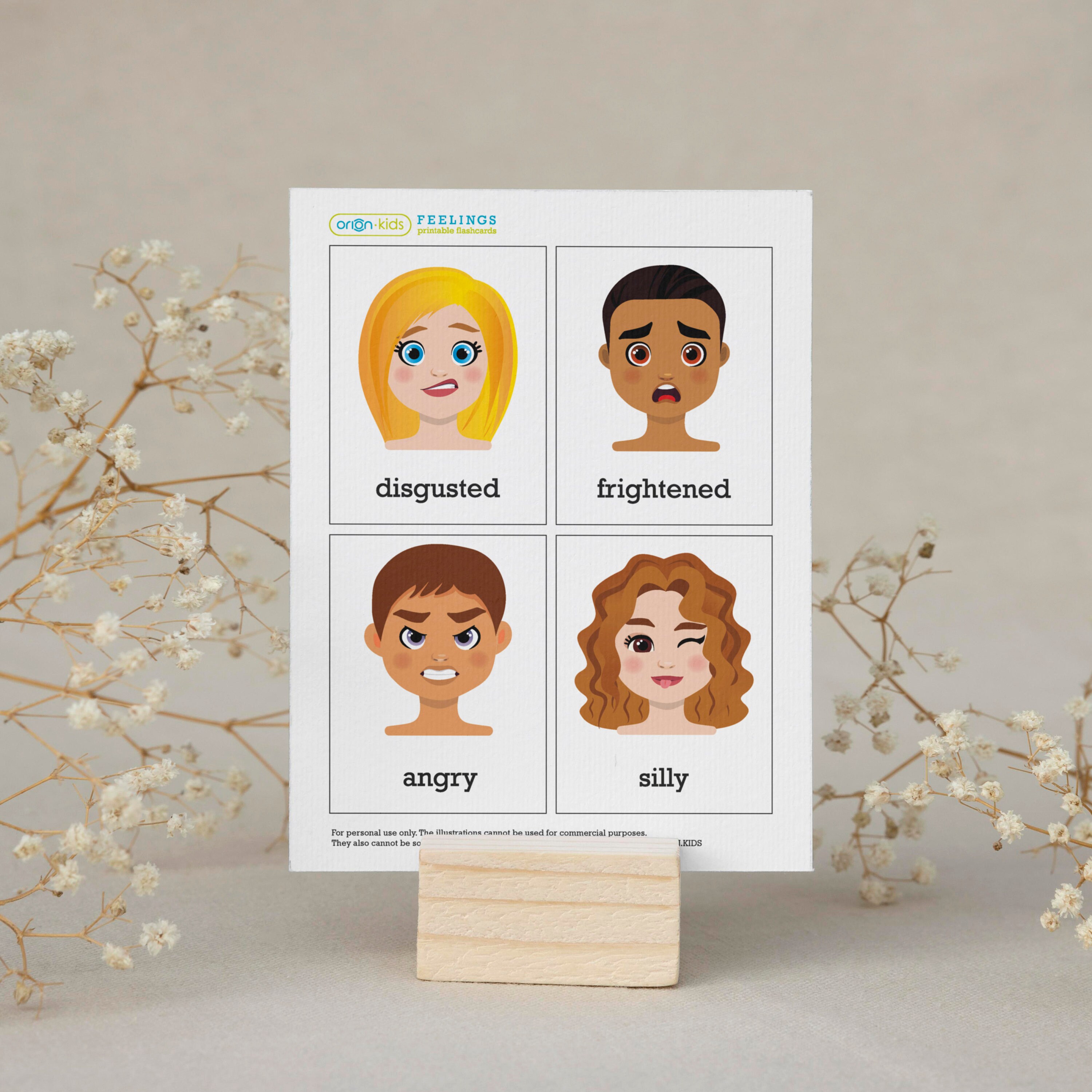 FEELINGS Flashcards Printable, Instant Download, Cute Emotions, Kids ...