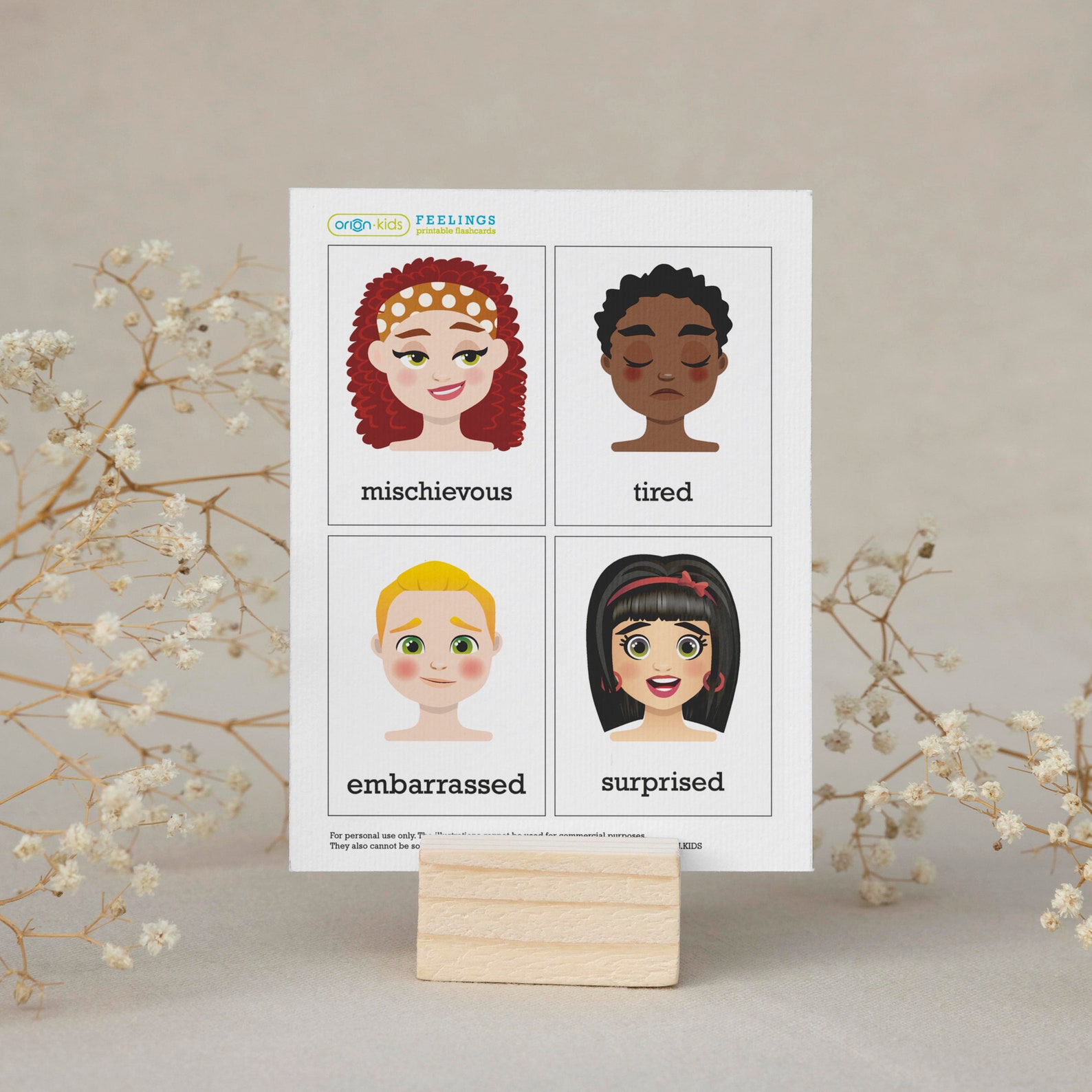 FEELINGS Flashcards Printable, Instant Download, Cute Emotions, Kids ...