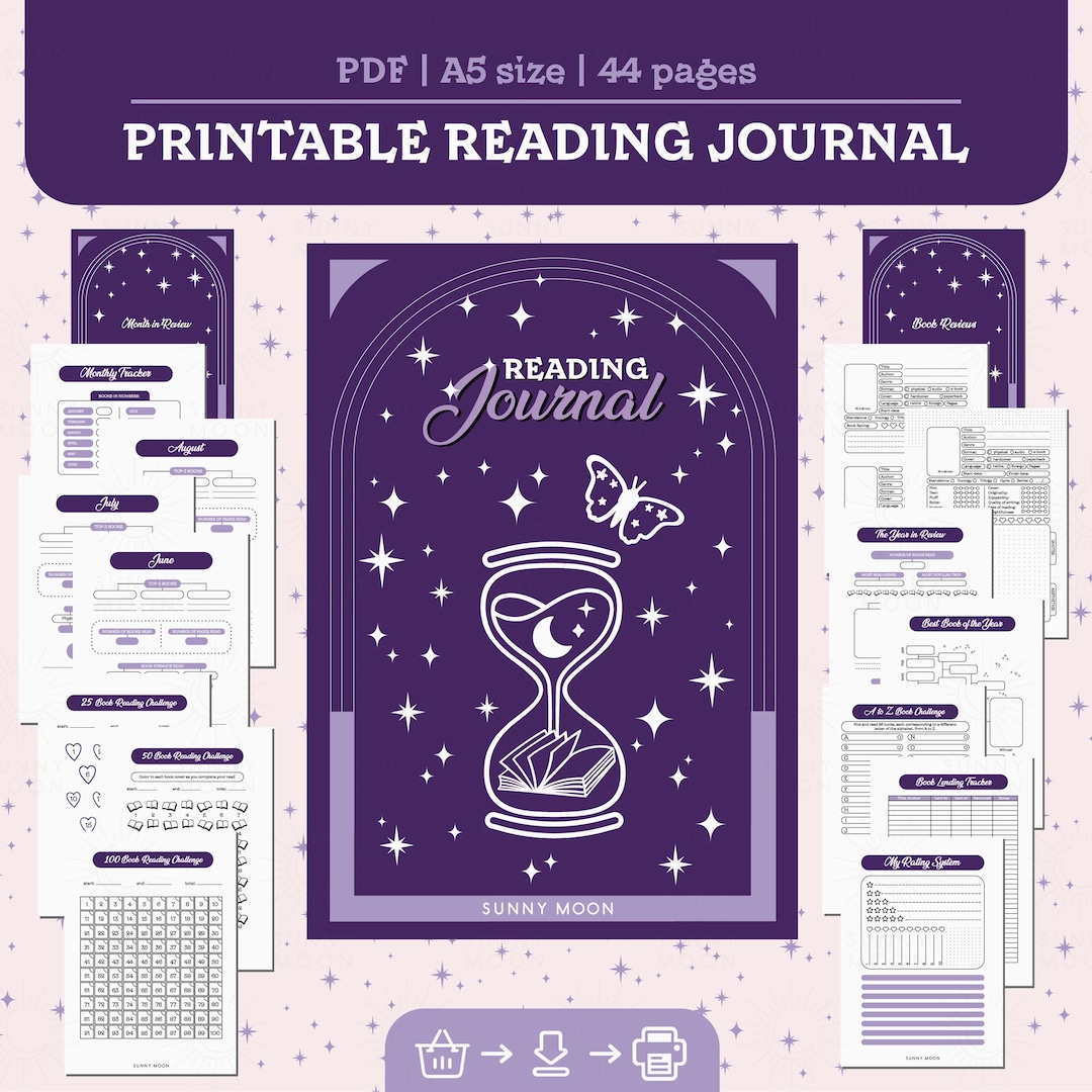 PRINTABLE Purple Book Reading Journal, Fantasy Book Review Journal ...