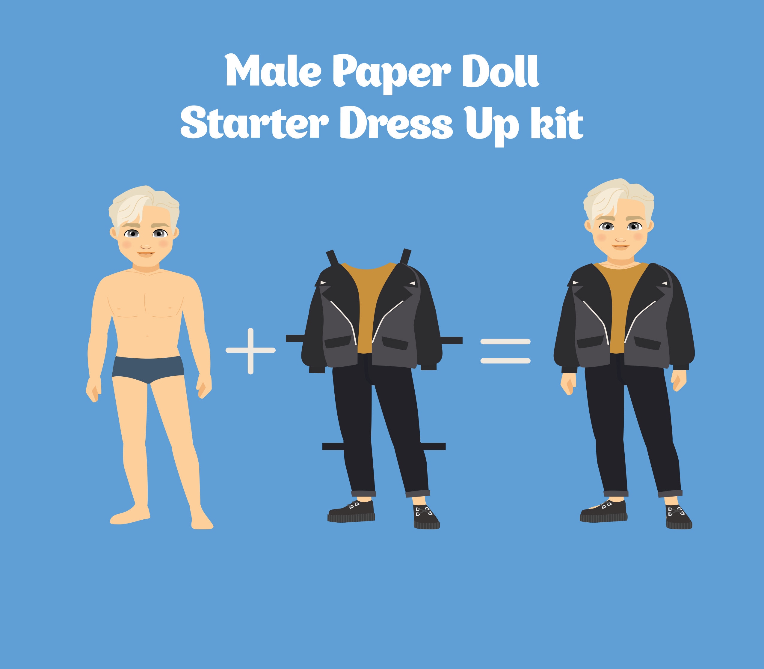 Printable Male Paper Doll Dress up Set - Etsy