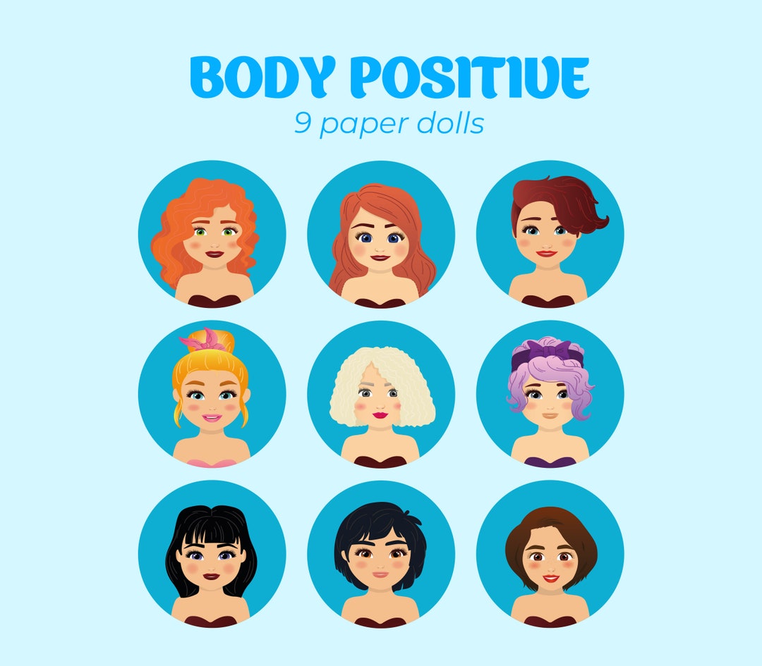 SET of 9 Body Positive Printable Paper Dolls, Activity for Girls, Plus ...