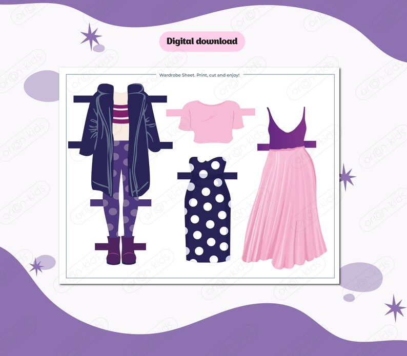 Purple & Pink Printable SLIM Paper Doll Starter Kit With Set - Etsy