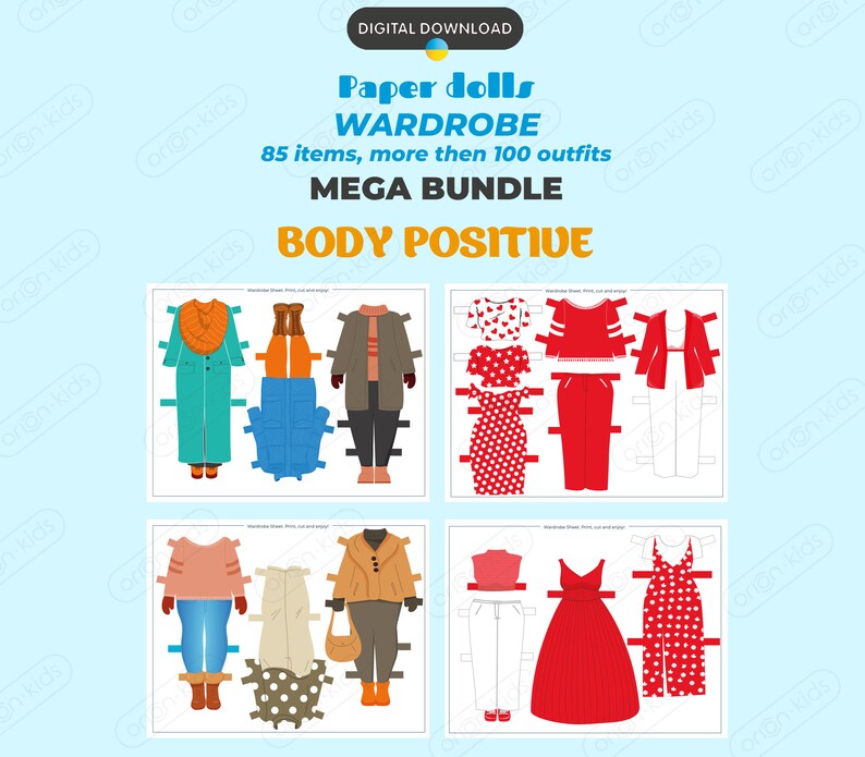 85-pack Body Positive Paper Doll Printable Clothes Bundle - Etsy