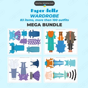 83-pack SLIM Line Printable Wardrobe Set for Paper Doll, Printable ...