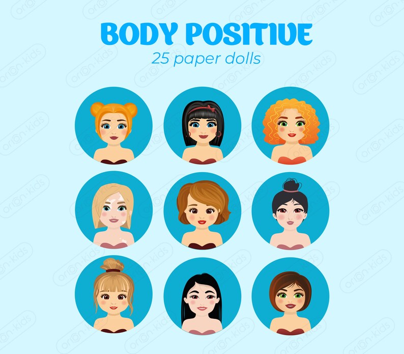 Big BODY POSITIVE Printable Paper Dolls Kit, Activity for Girls, Cut ...