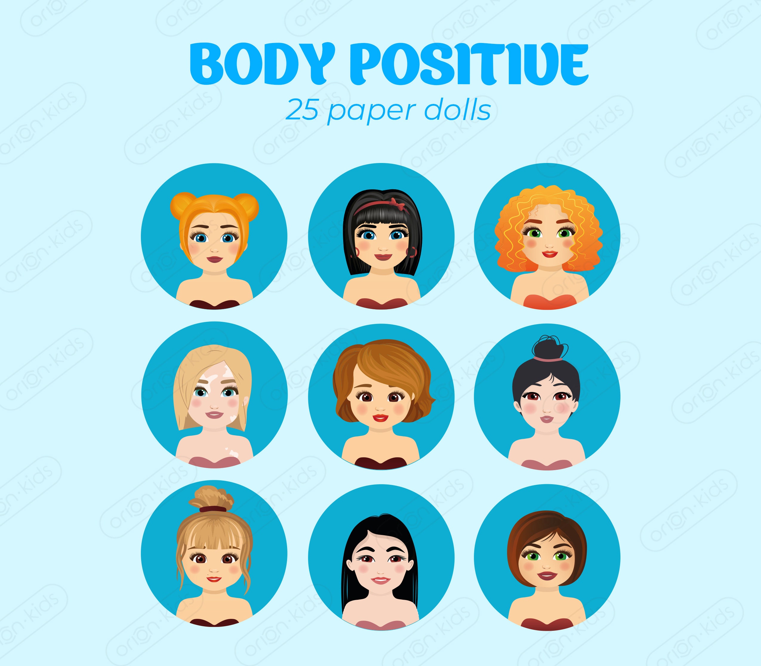 Big BODY POSITIVE Printable Paper Dolls Kit, Activity for Girls, Cut ...