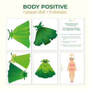 5 BODY POSITIVE Emerald Green Dresses With 1 Princess Doll Set ...