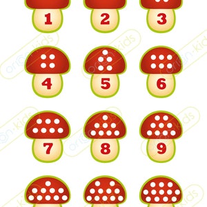 Printable Count and Match Mushrooms Set, Matching Printable Activity ...