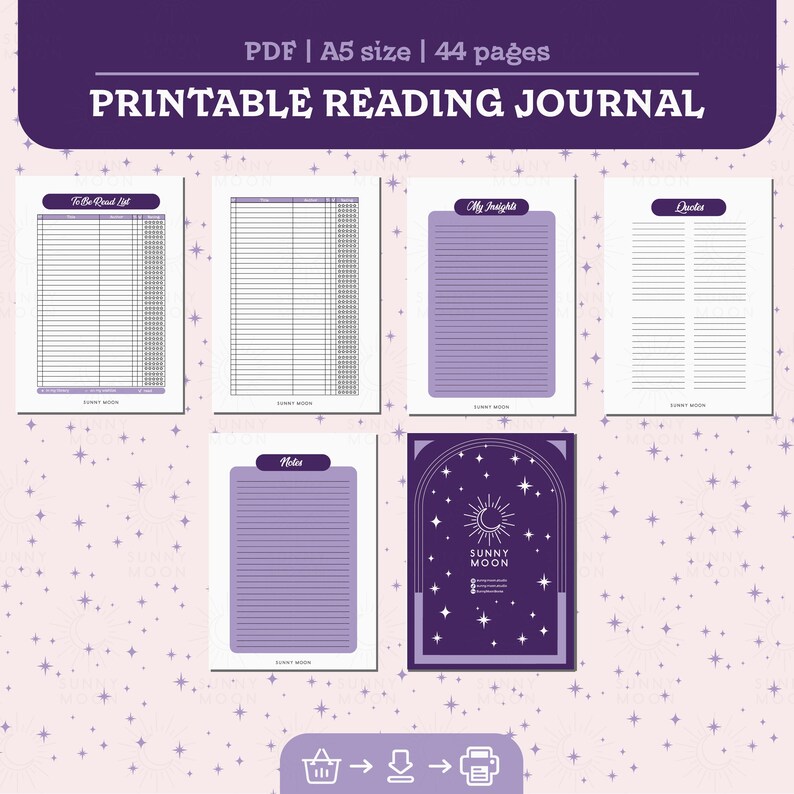 PRINTABLE Purple Fantasy Book Reading Journal - Etsy