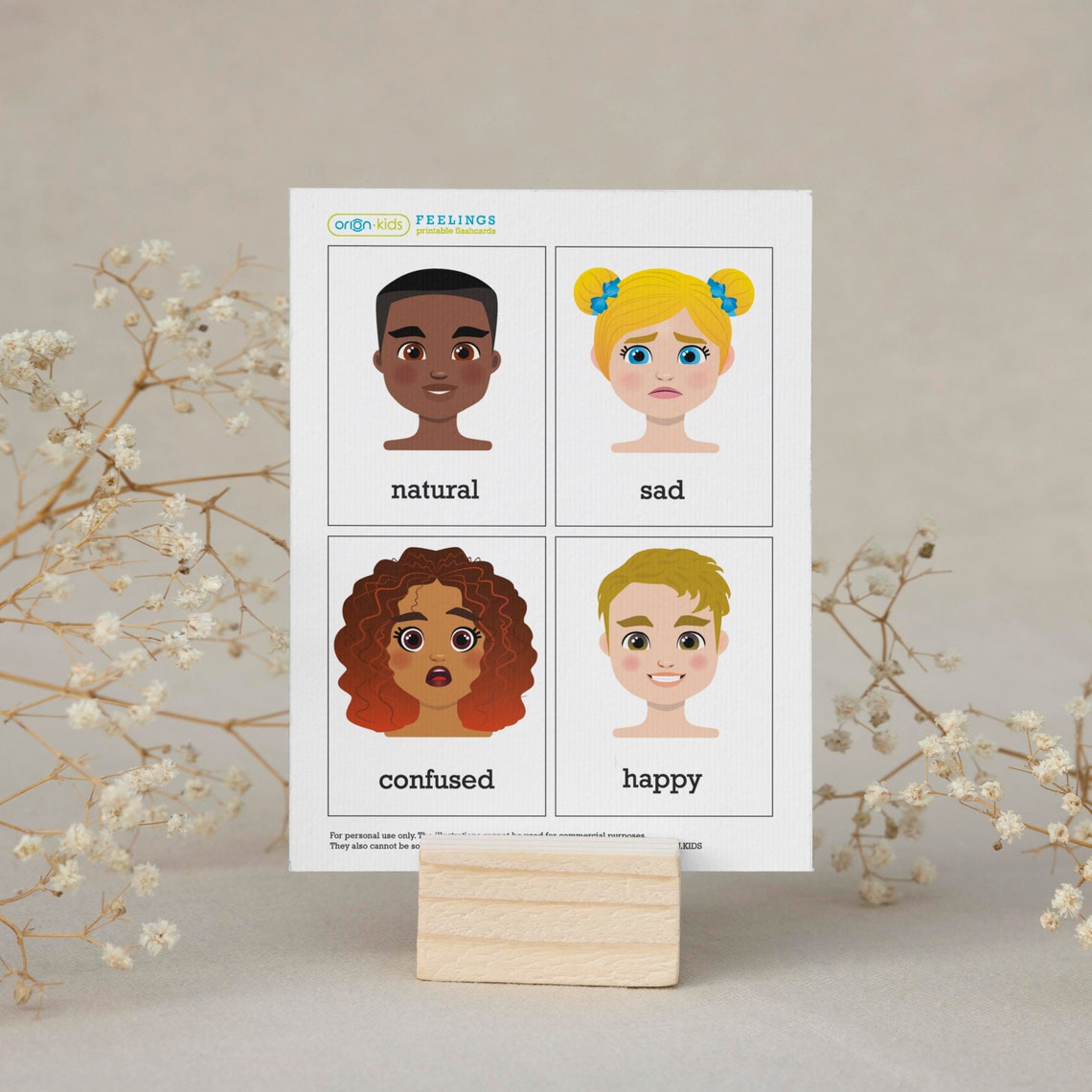 FEELINGS Flashcards Printable, Instant Download, Cute Emotions, Kids ...