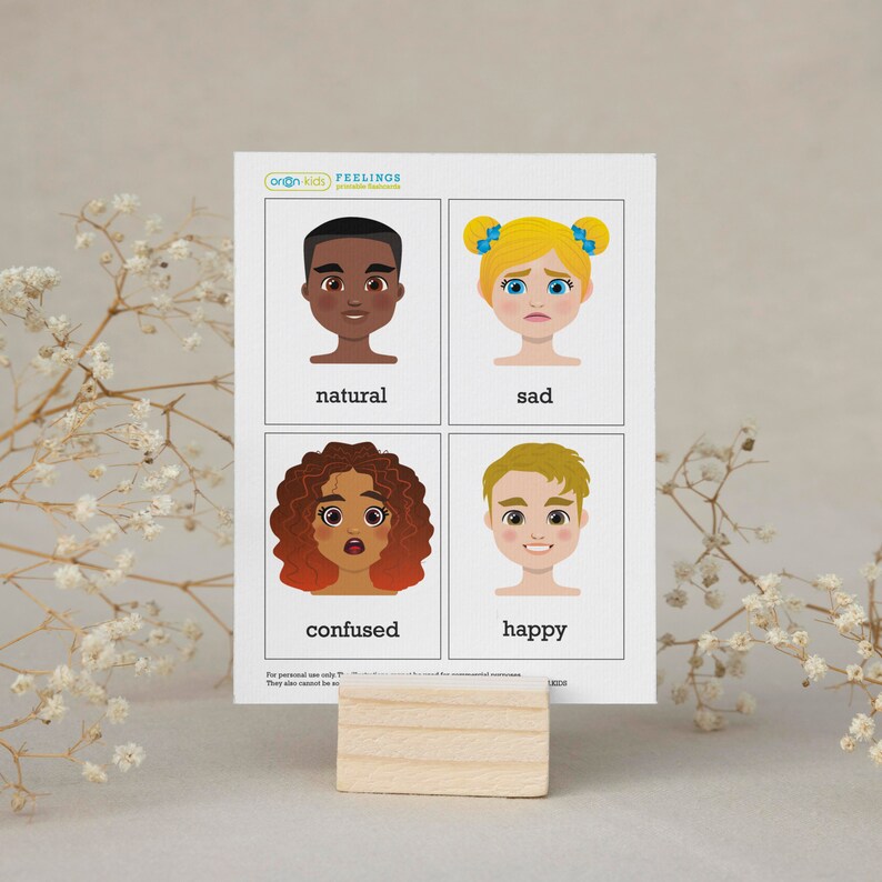 FEELINGS Flashcards Printable, Instant Download, Cute Emotions, Kids ...