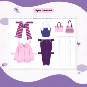 Purple & Pink Printable SLIM Paper Doll Starter Kit With Set - Etsy