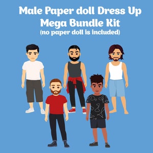 29 Printable Male Paper Dolls Dress up Kit Instant Digital - Etsy