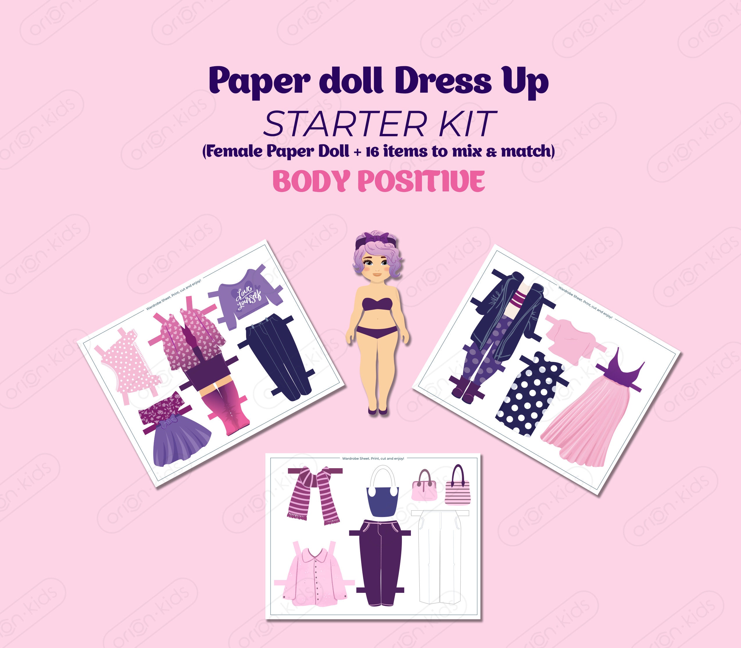 Purple Printable Paper Doll Starter Kit With Set of - Etsy