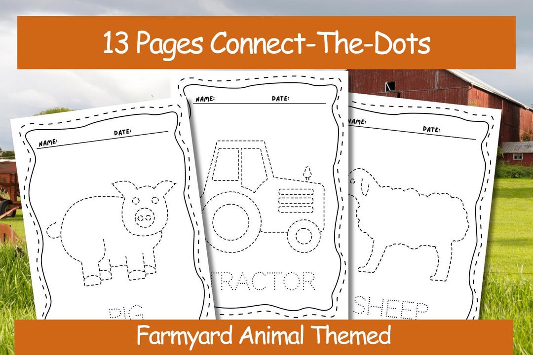13 Page Farm Animal Pre-school Activity Book Tracing Worksheets ...
